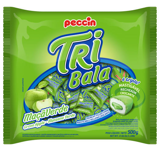 Bala sabor Maça Verde Pacote com 500g - Tribala