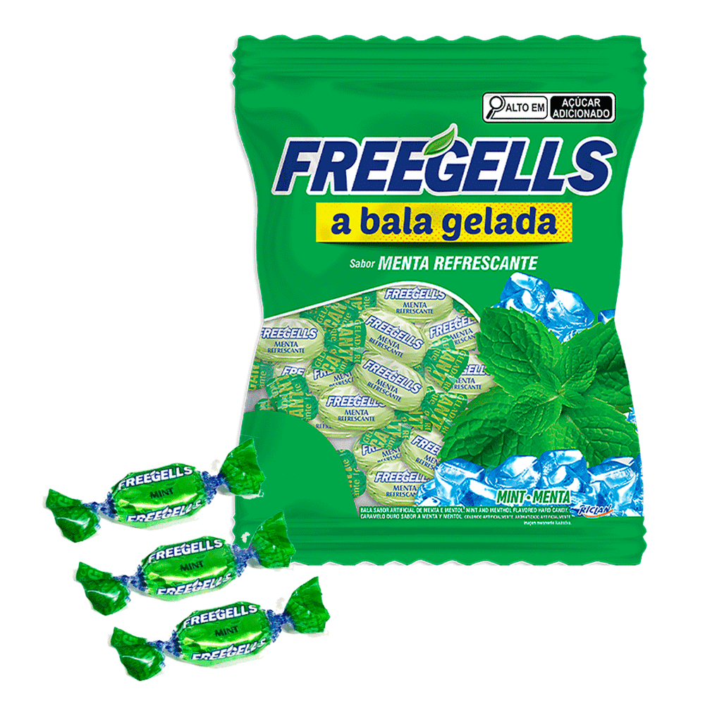 Bala sabor Menta pacote com 475g - FreeGells