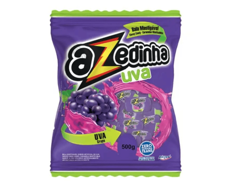 Bala Azedinha mastigável sabor uva Pacote com 600g - Riclan