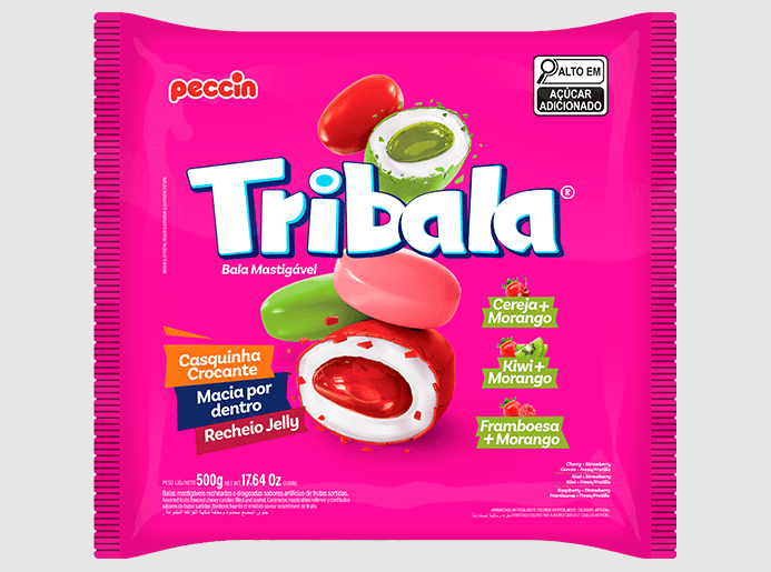 Bala sabor Sortida Morango Pacote com 500g - Tribala