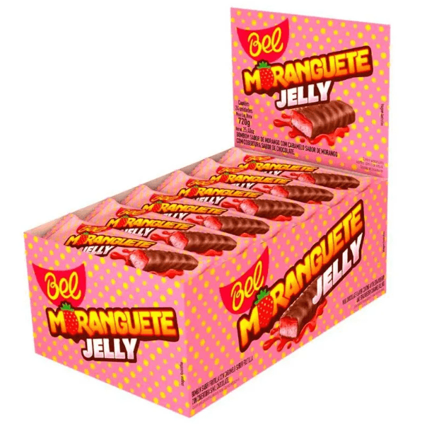 Bombom sabor morango caixa com 24 unidades de 30g - Moranguete Jelly