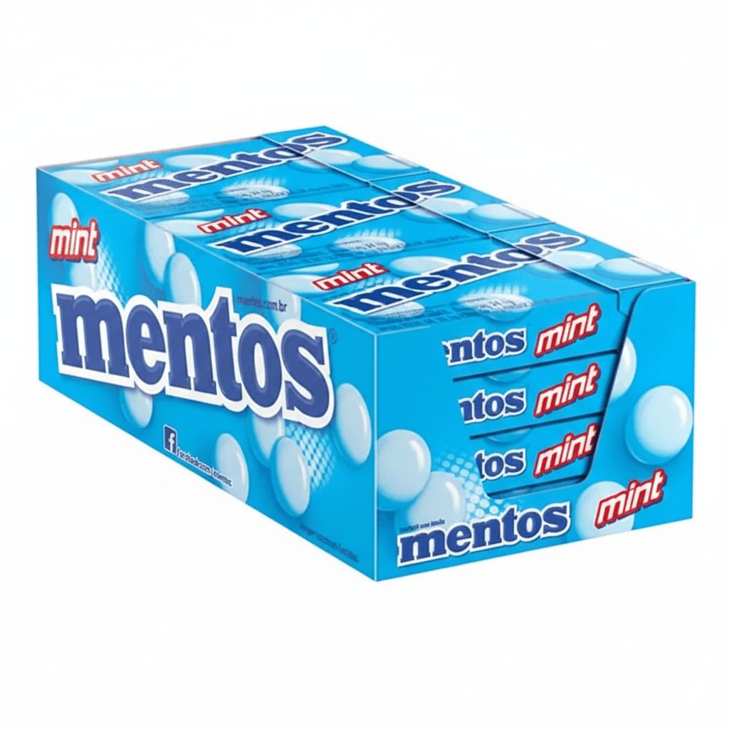 Bala Slim Box sabor Mint caixa com 12 unidades de 24,1g - Mentos